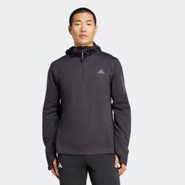 Laufshirt adidas Performance "OWN THE RUN WINTERIZED HOODIE MIT HALBEM REISSVERSCHLUSS", Herren, Gr. XXL, schwarz, Obermaterial: 88% Polyester, 12% Elasthan, normal, ohne Ausschnitt, Shirts Laufshirt