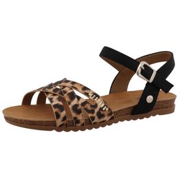 Riemchensandale Mustang Shoes "Nannette", Damen, Gr. 37, sand kombiniert, Lederimitat, Schuhe Riemchensandale, Sandalette, Sommerschuh mit verstellbarer Schnalle