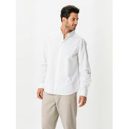 Langarmhemd TEESHOPPEN "TEESHOPPEN Shirt Linen Blend", Herren, Gr. M, Normalgr&ouml;&szlig;en, wei&szlig;, Obermaterial: 70% Baumwolle, 30% Leinen, Hemden