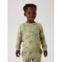 Sweatshirt name it "NMMVARON f&uuml;r Jungen mit Alloverprint und Rippb&uuml;ndchen", Jungen, Gr. 92, gr&uuml;n (tea), Sweatware, Obermaterial: 100% Baumwolle, bedruckt, normal normal, Rundhals, Rippb&uuml;ndchen, Sweatshirts Sweatshirt, bedruckt, casual, regular fit, Baumwolle, Rundhals