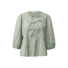 Schlupfbluse s.Oliver, Damen, Gr. 44, gr&uuml;n stripes, Web, Obermaterial: 52% Polyester, 48% Viskose, gestreift, regular fit normal, Rundhals, elastischer Bund, Blusen Schlupfbluse, 3/4-Arm-Bluse im Streifen-Look und mit Schleifen