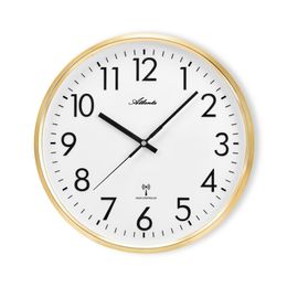 Funkwanduhr Atlanta, goldfarben, Wanduhren, &Oslash; 32cm, Wohnzimmer, Esszimmer, K&uuml;che, Arbeitszimmer, Flur, B&uuml;ro, G&auml;stezimmer