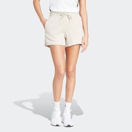 Shorts adidas Sportswear "ESSENTIALS SMALL LOGO FEELCOZY", Damen, Gr. XL, N-Gr, grau (wonder aluminium, wei&szlig;, normal, gr.), Obermaterial: 70% Baumwolle, 30% Polyester, Hosen Shorts