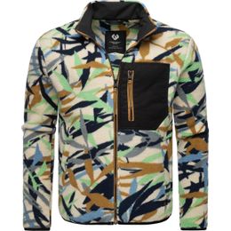 Fleecejacke Ragwear "Collsy", Herren, Gr. L (52), braun, Fleece, 100% Polyester, gerade h&uuml;ftbedeckend, hoch geschlossener Ausschnitt, &Auml;rmel ohne &Auml;rmelschlitz abgesteppte Kante, Jacken Fleecejacke, Gemusterte Herren Pl&uuml;schjacke mit hohem Kragen