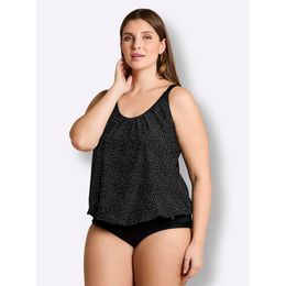Oversize-Tankini sheego, Damen, Gr. 58, Cup C, schwarz, wei&szlig;, getupft, Elasthan, Polyamid, Bikini-Sets