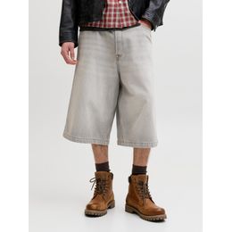 Jack & Jones Jeansbermudas JACK & JONES "JJIBILLY JJLUCA JORTS AKM 793 LN", Herren, Gr. L, N-Gr, grau denim, Denim/Jeans, Obermaterial: 100% Baumwolle, knielang, Jeans, Baumwolle