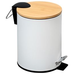 Kosmetikeimer Kesper "M&uuml;lleimer Bambus, FSC zertifiziert, 3l", wei&szlig;, B:17cm H:23cm T:17cm &Oslash;:17cm, Kunststoff, Metall, M&uuml;lleimer, Kosmetikeimer, inkl. Inneneimer, Deckel mit Soft-Close