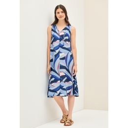 Midikleid Cecil, Damen, Gr. M (40), N-Gr, blau (urban navy), Web, Obermaterial: 100% Viskose, bedruckt, l&auml;ssig geschnitten knielang, Rundhals, Kleider Midikleid, &auml;rmellos, mit grafischem Muster