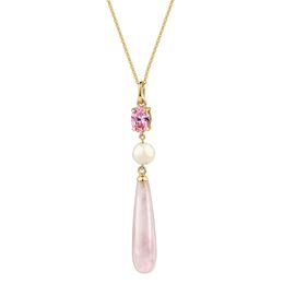 Kette mit Anh&auml;nger Firetti "Schmuck Geschenk Silber 925 Halsschmuck Halskette Tropfen", silberfarben, wei&szlig;, rosa, pink, Halsketten, Damen, Silber 925 (Sterlingsilber), L: 45 B: 1,1mm, mit Mondstein, Rosenquarz, Zirkonia (synth.), B:1,1mm
