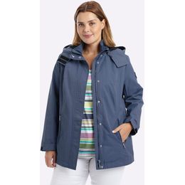 Regenjacke sheego, Damen, Gr. 42, rauchblau, 64% Baumwolle, 36% Polyamid, Kapuzenfutter:100% Polyester, Netzware:100% Polyester, &Auml;rmelfutter:100% Polyester, unifarben, Jacken Regenjacke