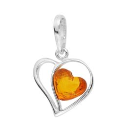Kettenanh&auml;nger OSTSEE-SCHMUCK "OSTSEE-SCHMUCK Anh&auml;nger Herz Anh&auml;nger Herz", wei&szlig;, Schmuckanh&auml;nger, Damen, 25x15mm, Silber 925 (Sterlingsilber), 1,2 g, Kettenanh&auml;nger