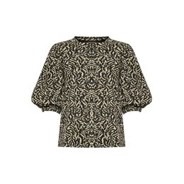 Longtop Kaffe "Langarm-Shirt KAjanna", Damen, Gr. S, schwarz (schwarz, sanftes wei&szlig; abstract print), Obermaterial: 64% Polyester PES. 34% Baumwolle CO. 2% Elasthan EL., Tops