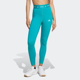 Trainingstights adidas Performance "TF 7/8 L", Damen, Gr. L, N-Gr, pure teal, normal, gr., Obermaterial: 73% Polyester, 27% Elasthan, 7/8-L&auml;nge, Hosen