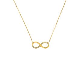 Kette mit Anh&auml;nger Amor "Infintiy/Unendlichkeitschleife", wei&szlig; (gelbgoldfarben, silberfarben, wei&szlig;), Halsketten, Damen, Gelbgold 375, L: 45, mit Zirkonia (synth.)