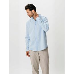 Langarmhemd TEESHOPPEN "TEESHOPPEN Shirt Linen Blend", Herren, Gr. L, Normalgr&ouml;&szlig;en, light blau, Obermaterial: 70% Baumwolle, 30% Leinen, Hemden