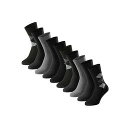 Kurzsocken Schiesser "Socken Bluebird 10P 10er Pack", Herren, Gr. 43-46, schwarz (schwarz, raute), Obermaterial: 77% Baumwolle CO. 22% Polyamid PA. 1% Elasthan EL., Socken