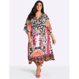 Maxikleid "Kleid", Damen, Gr. 40, Normalgr&ouml;&szlig;en, ecru, schwarz, bedruckt, 100% Viskose, bedruckt, gemustert, mehrfarbig, lang, Kleider Maxikleid
