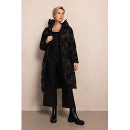 Steppmantel Zhrill "2 in 1 Mantel und Weste", Damen, Gr. XXL, schwarz, Web, Obermaterial: 53% Lyocell, 43% Baumwolle, 4% Elasthan, unifarben, regular fit knielang, ohne Ausschnitt, abnehmbar B&uuml;ndchen, M&auml;ntel Steppmantel, Kapuze abnehmbar