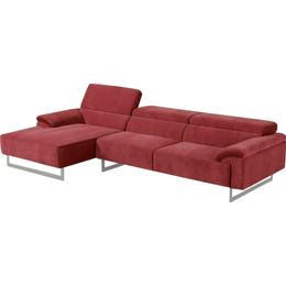 Ecksofa Egoitaliano "Malika, edel und bequem, Designsofa mit hochwertigen Bez&uuml;gen, L-Form", rot (marsala), B:287cm H:94cm T:165cm, Luxus-Micofaser Lederoptik (100% Polyester) ist ein neues technisches Gewebe mit einem visuellen und taktilen Aspekt, der dem Nubuk sehr nahe kommt, mit innovativen Eigenschaften. Seine au&szlig;erordentliche Weichheit kommt von einem exklusiven Produktionsprozess, der Unrei