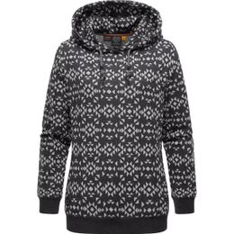 Hoodie Ragwear "Cinda", Damen, Gr. L (40), grau (dunkelgrau), Sweatware, 70% Baumwolle, 30% Polyester, bequem h&uuml;ftbedeckend, asymmetrischer Ausschnitt, &Auml;rmel ohne &Auml;rmelschlitz Rippb&uuml;ndchen, Sweatshirts Hoodie, modischer Kapuzenpullover mit hohem Kragen