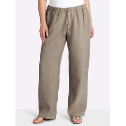 Schlupfhose sheego, Damen, Gr. 40, Normalgr&ouml;&szlig;en, schlamm, champagner, meliert, 100% Polyester, meliert, Hosen Schlupfhose