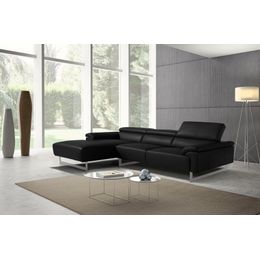 Ecksofa Egoitaliano "Malika, edel und bequem, Designsofa mit hochwertigen Bez&uuml;gen, L-Form", grau (smoke), B:287cm H:94cm T:165cm, Leder &raquo;BULL&laquo; (echtes Rindsleder). Geschliffenes, pigmentiertes und behandeltes Rindsleder mit einer Dicke von 1, 3-1, 5 mm. Dieses Leder zeigt eine ziemlich weiche Hand mit einem halb undurchsichtigen Aussehen. Es handelt sich um ein gesch&uuml;tztes Leder. Eine leichte Deck