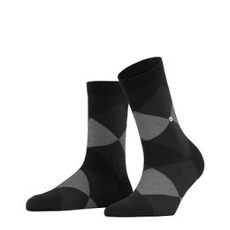 Kurzsocken Burlington "Bonnie", Damen, Gr. 36-41, schwarz-wei&szlig; (schwarz), Baumwollmischung, Argyle-Muster, Socken
