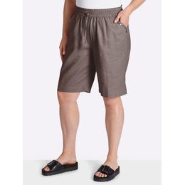 Bermudas sheego, Damen, Gr. 40, Normalgr&ouml;&szlig;en, dunkeltaupe, 55% Leinen, 45% Viskose, unifarben, Hosen Bermudas