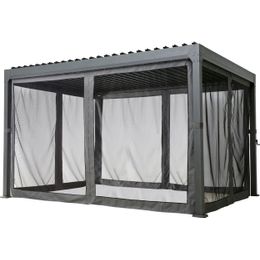 Pavillonseitenteil Konifera "Moskitonetz", grau (anthrazit), B:300cm, Polyethylen (PE), Pavillonseitenteile, f&uuml;r Pavillon &raquo;Palma&laquo; 300x400 cm