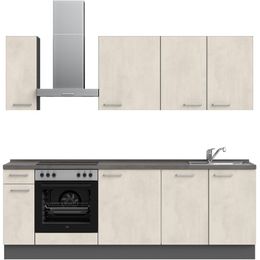 K&uuml;chenzeile Nobilia "Riva I", NEU: individuell anpassbar mit gratis Profi-Beratung", wei&szlig; (k&uuml;che: wei&szlig;, korpus: schiefergrau, arbeitsplatte: beton schiefergrau nachbildung), B:240,3cm H:216,6cm T:60cm, Komplettk&uuml;chen-Sets, K&uuml;chenzeile, vormontiert, Breite 240 cm, Ausrichtung w&auml;hlbar, wahlw. mit E-Ger&auml;ten
