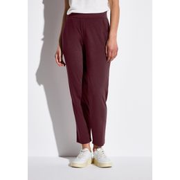 7/8-Hose Street One, Damen, Gr. 38, L&auml;nge 28, rot (schwarz cherry rot), Stoff, 95% Viskose, 5% Elasthan, unifarben, loose fit 7/8-L&auml;nge, Hosen 7/8-Hose, mit Elastikbund