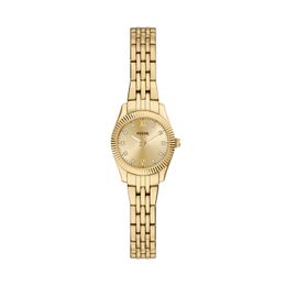 Quarzuhr Fossil "Scarlette", gelbgoldfarben, Armbanduhren, Damen, Quarzuhr, Armbanduhr, Damenuhr, Edelstahlarmband, analog, Glassteine