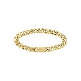 Armband BOSS "Schmuck Edelstahl Armschmuck Panzerkette CHAIN FOR HIM", gold (gelbgoldfarben), Armb&auml;nder, Herren, 20cm, Edelstahl, Armband