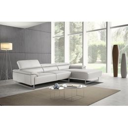 Ecksofa Egoitaliano "Malika, edel und bequem, Designsofa mit hochwertigen Bez&uuml;gen, L-Form", grau (stone), B:287cm H:94cm T:165cm, Leder &raquo;BULL&laquo; (echtes Rindsleder). Geschliffenes, pigmentiertes und behandeltes Rindsleder mit einer Dicke von 1, 3-1, 5 mm. Dieses Leder zeigt eine ziemlich weiche Hand mit einem halb undurchsichtigen Aussehen. Es handelt sich um ein gesch&uuml;tztes Leder. Eine leichte Deck