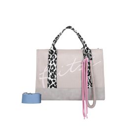 Schultertasche Fritzi aus Preussen "Tote Bag Limited Summer Leo Sand", Damen, Gr. B/H/T: 40cm x 29,5cm x 40cm, beige, Baumwollmischung, mehrfarbig, Taschen Schultertasche, mit abnehmbarer Kordel