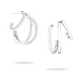 Paar Creolen ECHTZEIT "Schmuck Geschenk Edelstahl Ohrringe Modern Lines", silber (silberfarben), Ohrringe, Damen, 22mm, Edelstahl