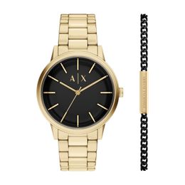Quarzuhr Armani Exchange, gelbgoldfarben, Armbanduhren, Herren, Quarzuhr, Armbanduhr, Herrenuhr, Edelstahlarmband, Ideal auch als Geschenk