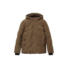 Steppjacke s.Oliver JUNIOR, Jungen, Gr. 170/176, braun, Web, Obermaterial: 100% Polyester. Futter: 100% Polyester, unifarben, gerade h&uuml;ftbedeckend, Rundhals, elastischer Bund, Jacken Steppjacke, mit Kapuze, Winterjacke f&uuml;r Boys