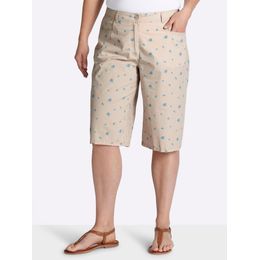 Bermudas sheego, Damen, Gr. 46, Normalgr&ouml;&szlig;en, elfenbein, bleu, bedruckt, 97% Baumwolle, 3% Elasthan, gebl&uuml;mt, gemustert, Hosen Bermudas