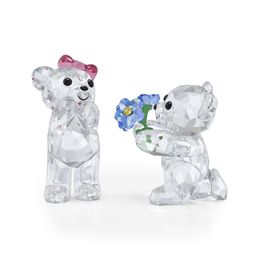 Dekofigur Swarovski "Kristallfigur Sammelfigur KRIS BEAR I ADORE YOU", kristallwei&szlig;, rosa, blau, gelb, schwarz, Dekofiguren, B/H/T: 2,1cm, Swarovski Kristall, Swarovski Kristall mit schwarzem Emaille, H:2,1cm