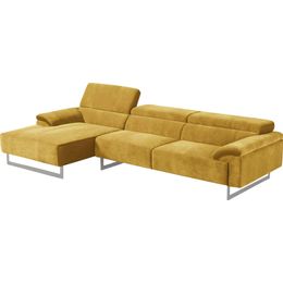 Ecksofa Egoitaliano "Malika, edel und bequem, Designsofa mit hochwertigen Bez&uuml;gen, L-Form", gelb, B:287cm H:94cm T:165cm, Luxus-Micofaser Lederoptik (100% Polyester) ist ein neues technisches Gewebe mit einem visuellen und taktilen Aspekt, der dem Nubuk sehr nahe kommt, mit innovativen Eigenschaften. Seine au&szlig;erordentliche Weichheit kommt von einem exklusiven Produktionsprozess, der Unreinheiten u