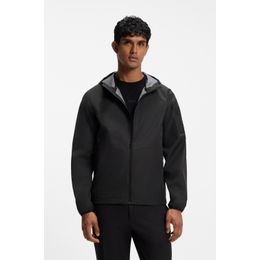 Regenjacke BOSS Green, Herren, Gr. L, schwarz001, Web, Obermaterial: 100% Polyester, unifarben, regular fit normal, hoch geschlossener Ausschnitt, elastischer Bund, Jacken Regenjacke, wasserabweisende Ausr&uuml;stung, Regular Fit, &Auml;rmeltasche