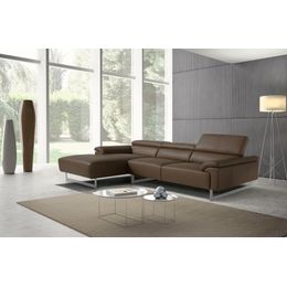 Ecksofa Egoitaliano "Malika, edel und bequem, Designsofa mit hochwertigen Bez&uuml;gen, L-Form", braun (chocolate), B:287cm H:94cm T:165cm, Leder &raquo;BULL&laquo; (echtes Rindsleder). Geschliffenes, pigmentiertes und behandeltes Rindsleder mit einer Dicke von 1, 3-1, 5 mm. Dieses Leder zeigt eine ziemlich weiche Hand mit einem halb undurchsichtigen Aussehen. Es handelt sich um ein gesch&uuml;tztes Leder. Eine leichte