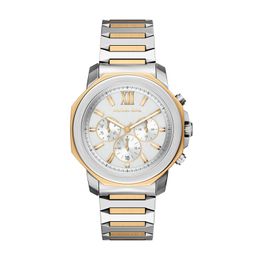 Chronograph Michael Kors "Prescott", edelstahlfarben, gelbgoldfarben, Armbanduhren, Herren, Chronograph, Quarzuhr, Armbanduhr, Herrenuhr, Edelstahlarmband, analog, Tag