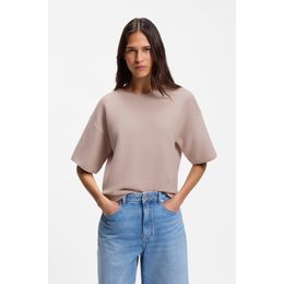 Kurzarmpullover BOSS Orange "Fouetta Premium Damenmode", Damen, Gr. L, open pink 698, Strick, Obermaterial: 70% Baumwolle, 30% Schurwolle, unifarben, relaxed fit h&uuml;ftbedeckend, Rundhals, Rollkante, Pullover, Baumwoll-Woll-Mix, Relaxed Fit