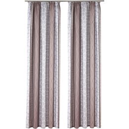 Vorhang OTTO HOME "Gosen" Gr. 1, grau (grau, braun), B:140cm H:145cm, Microfaser, Polyester, Gardinen, Gardine, Fertiggardine, 2er Pack