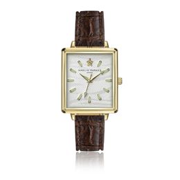 Quarzuhr AMELIA PARKER "AF5-S084G", braun croco, Armbanduhren, Damen, Quarzuhr