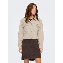 Kurzjacke Only "ONLBELICIA LIFE FAUX SUEDE JACKET OTW", Damen, Gr. XL, pumice stone, Web, Obermaterial: 95% Polyester, 5% Elasthan, unifarben, normal, Jacken Kurzjacke, aus weichem Wildlederimitat