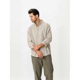 Langarmhemd TEESHOPPEN "TEESHOPPEN Shirt Linen Blend", Herren, Gr. L, Normalgr&ouml;&szlig;en, sand, Obermaterial: 70% Baumwolle, 30% Leinen, Hemden