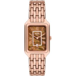 Quarzuhr Fossil "RAQUEL", gold (ros&eacute;goldfarben, braun), Armbanduhren, Damen, Quarzuhr, Armbanduhr, Damenuhr, Datum, analog, Edelstahlarmband